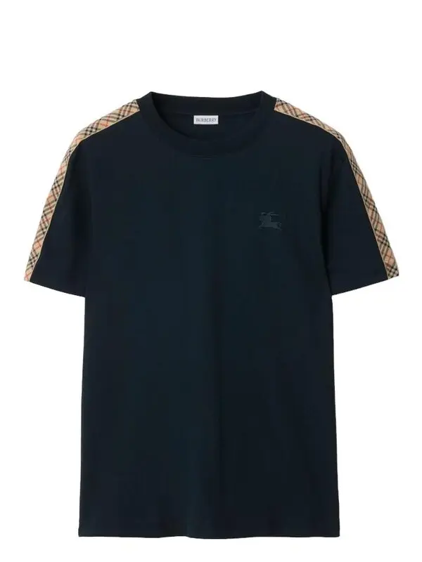 Burberry Check Trim Cotton T-shirt - Navy