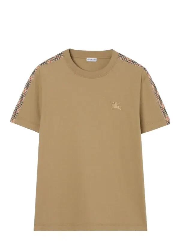 Burberry Check Trim Cotton T-shirt - Sparrow Beige