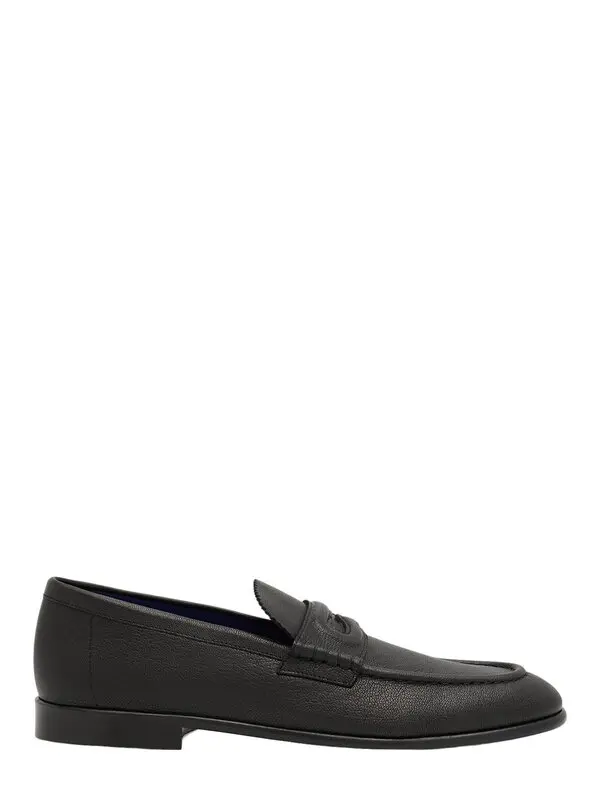 Burberry Pearl Leather B-logo Loafers - Black