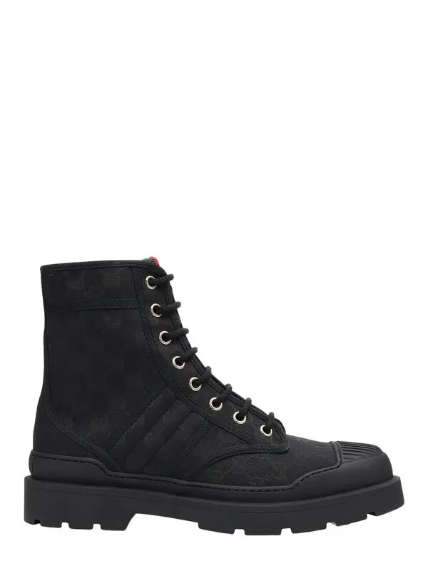 Gucci Sherlin Gg Canvas Lace-up Boots - Black