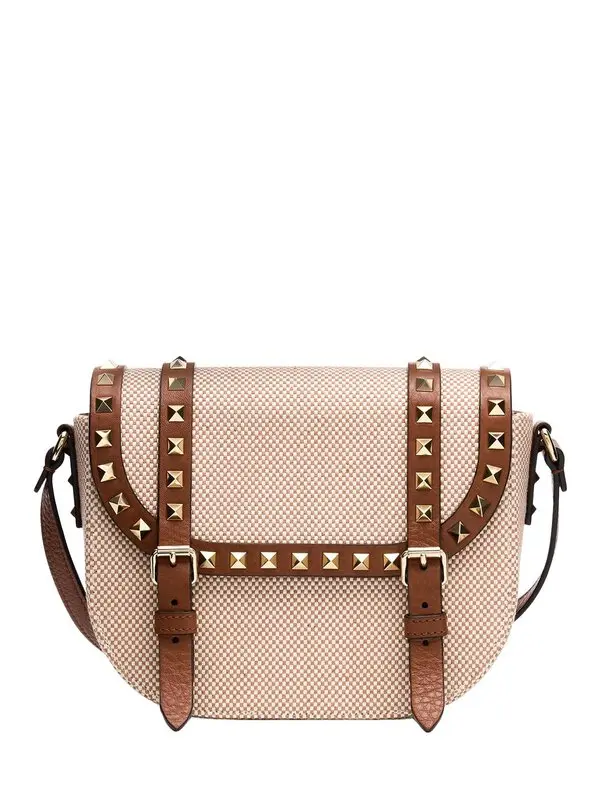 Valentino Garavani Rockstud Small Saddle Crossbody Bag - Naturale Tobacco Selleria