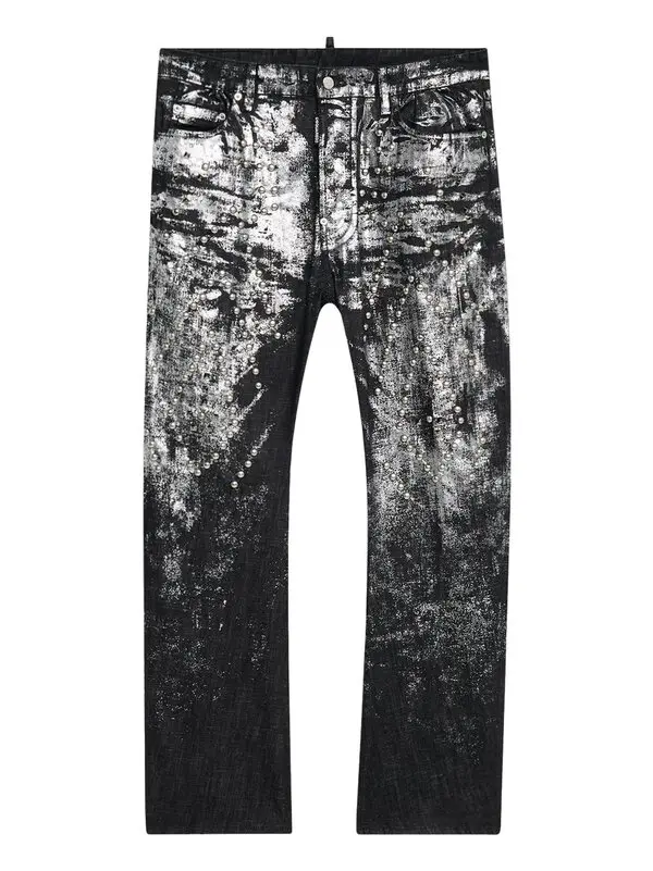 Dsquared2 London Bro Metallic Straight Jeans - Black