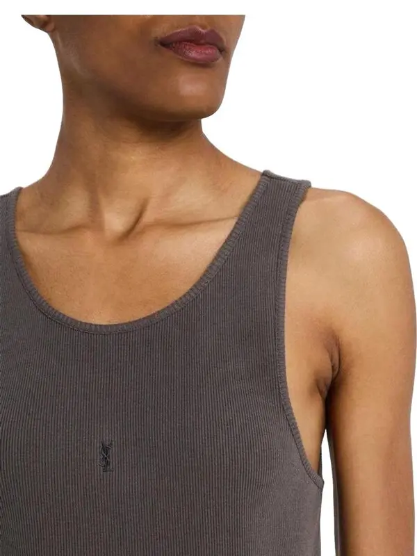 Saint Laurent Embroidered Tank Top - Gris Fonceanthracit