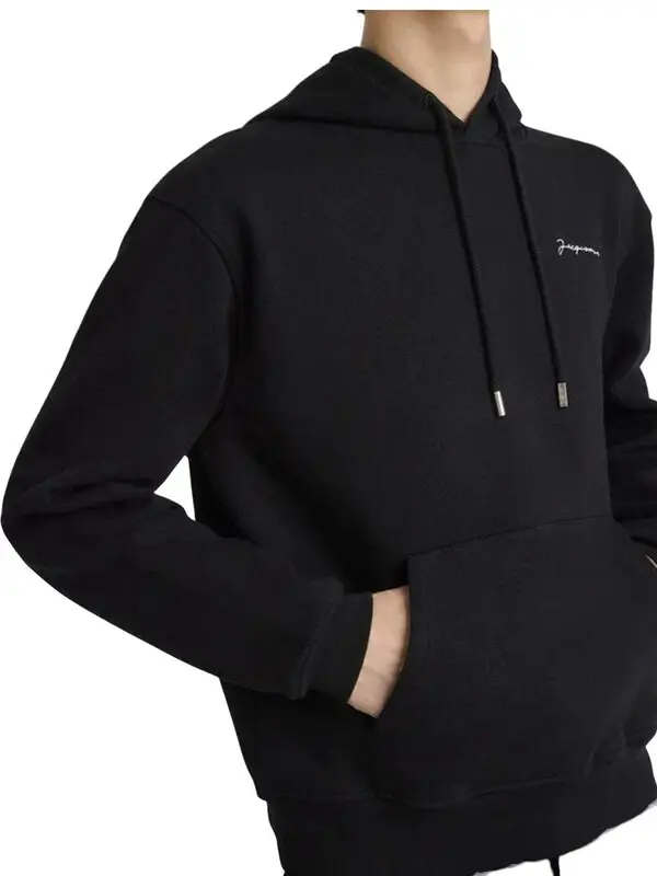 Jacquemus Brode Embroidered Logo Hoodie - Black