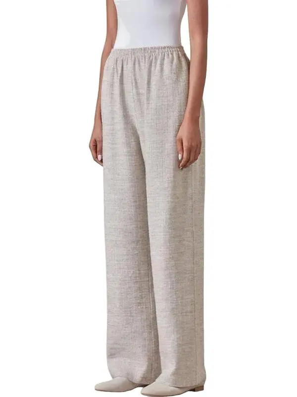 Eskandar Linen Flared Trousers - Beige