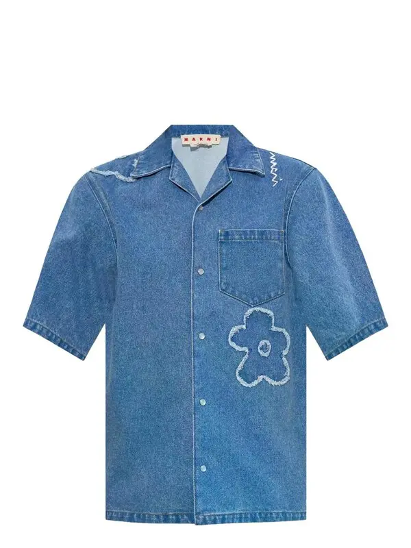 Marni Floral Motif Camp Collar Shirt - Blue