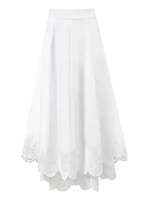 Alejandra Alonso Rojas Broderie Midi Skirt - White