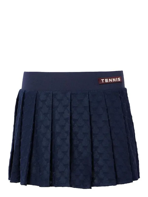 Tory Burch Pleated Terry Jacquard Miniskirt - Blue