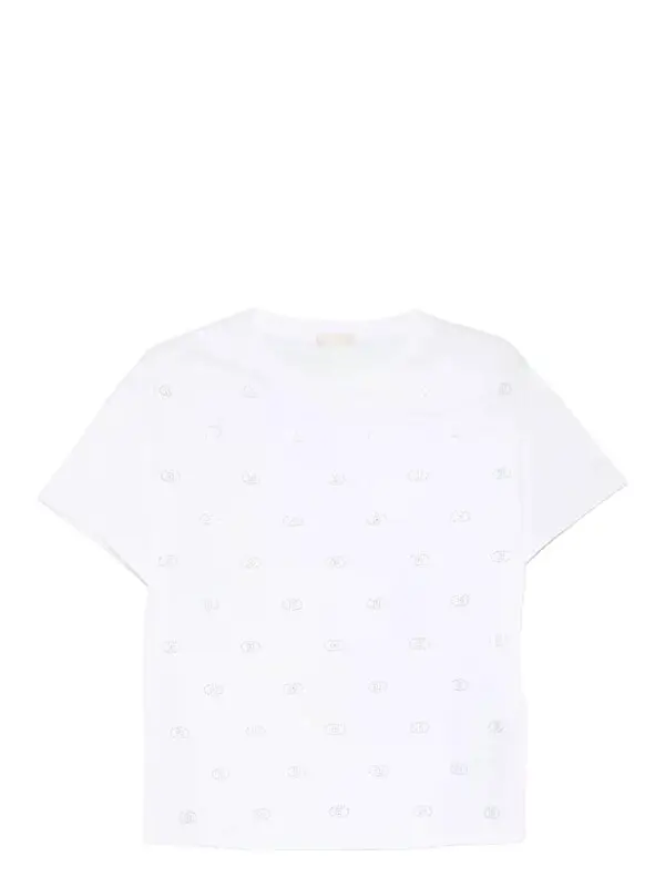 Liu Jo Rhinestone Logo T-shirt - White