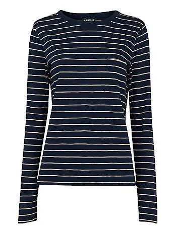 Whistles Stripe-pattern Patch-pocket Cotton Top - Blue