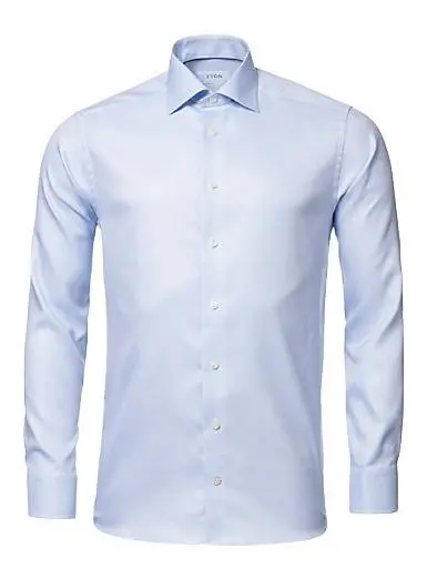 Eton Cutaway-collar Single-cuff Slim-fit Cotton-twill Shirt - Light Blue