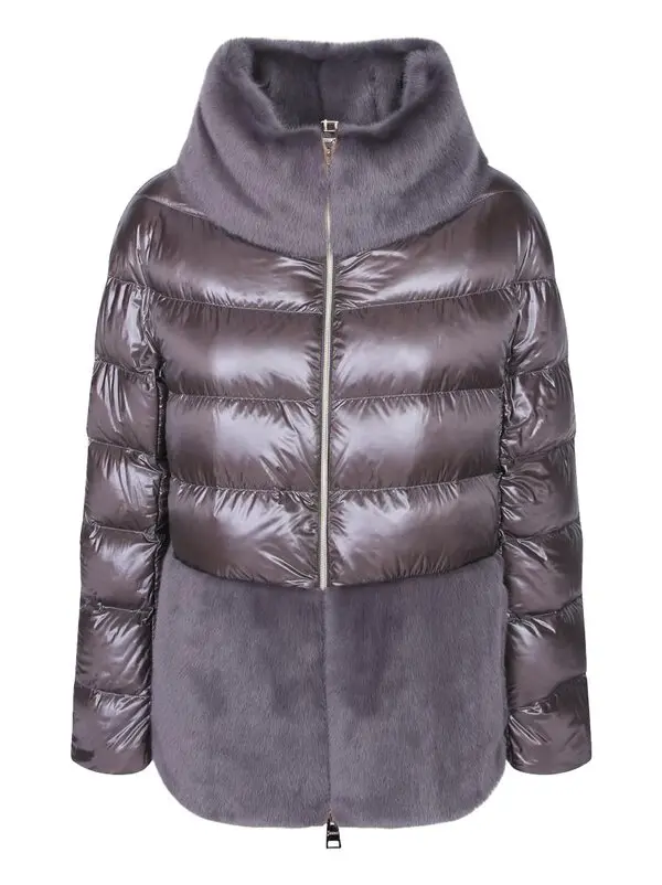 Herno Down Jacket With Fur Inserts - Grey
