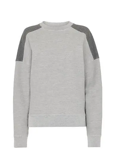 Whistles Contrast-detail Relaxed-fit Cotton Sweatshirt - Grey