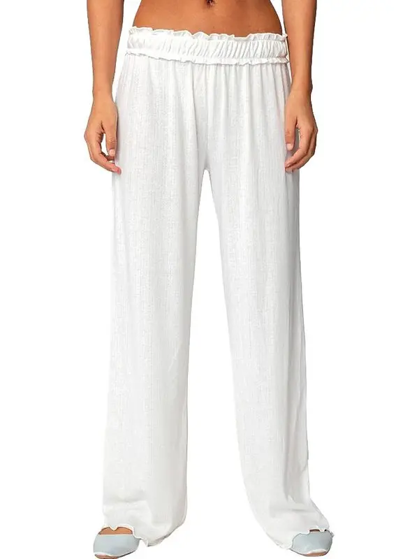 EDIKTED Sylvia Pointelle Pants - White