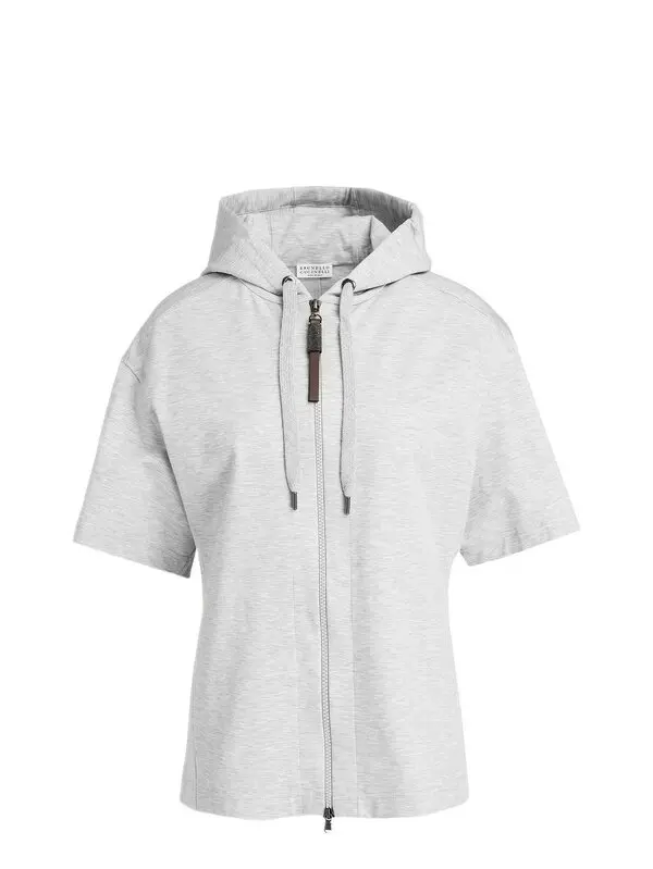 Brunello Cucinelli Bead-embellished Cotton-blend Jersey Hoodie - Light Gray