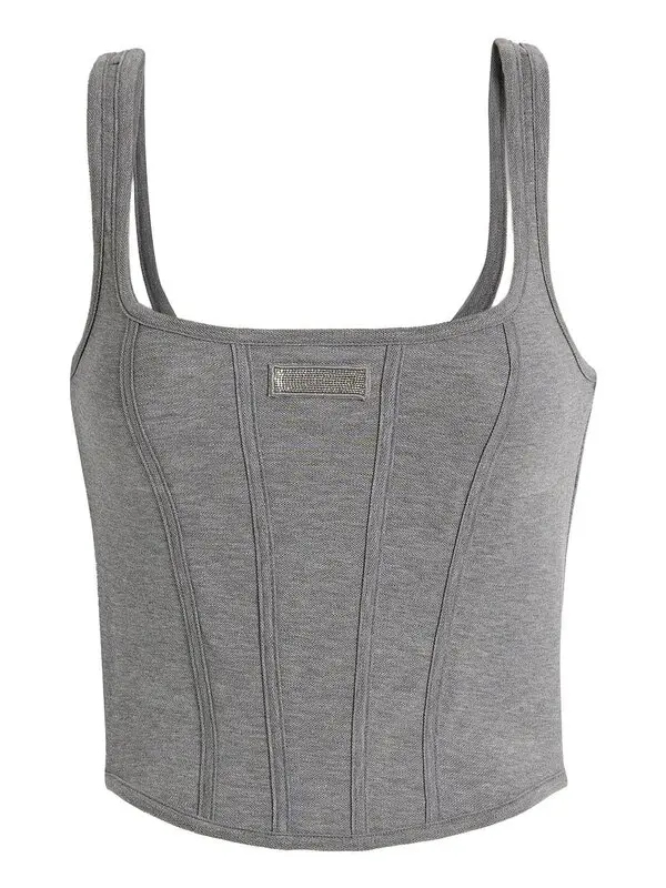 Brunello Cucinelli Cropped Bead-embellished Bustier Top - Gray