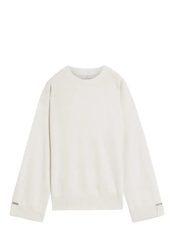 Brunello Cucinelli Bead-embellished Cashmere Sweater - Off-white