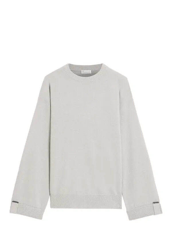 Brunello Cucinelli Bead-embellished Cashmere Sweater - Stone
