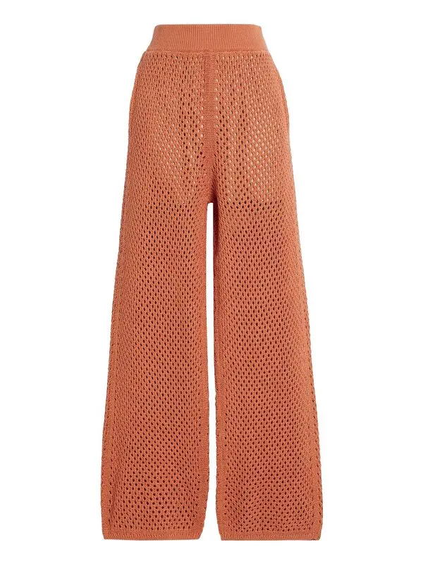 Brunello Cucinelli Open-knit Cotton Straight-leg Pants - Tan