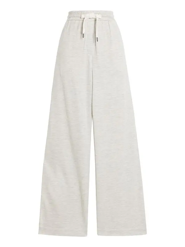 Brunello Cucinelli Bead-embellished Cotton-blend Jersey Track Pants - Light Gray
