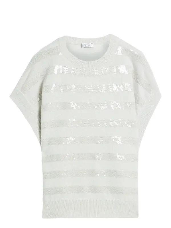 Brunello Cucinelli Sequin-embellished Cashmere Top - Off-white
