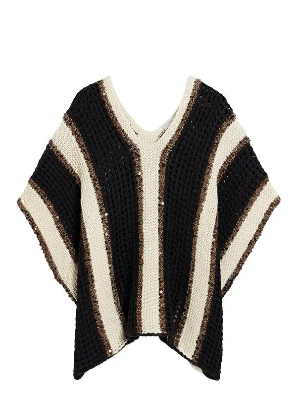 Brunello Cucinelli Sequin-embellished Jute-blend Sweater - Black