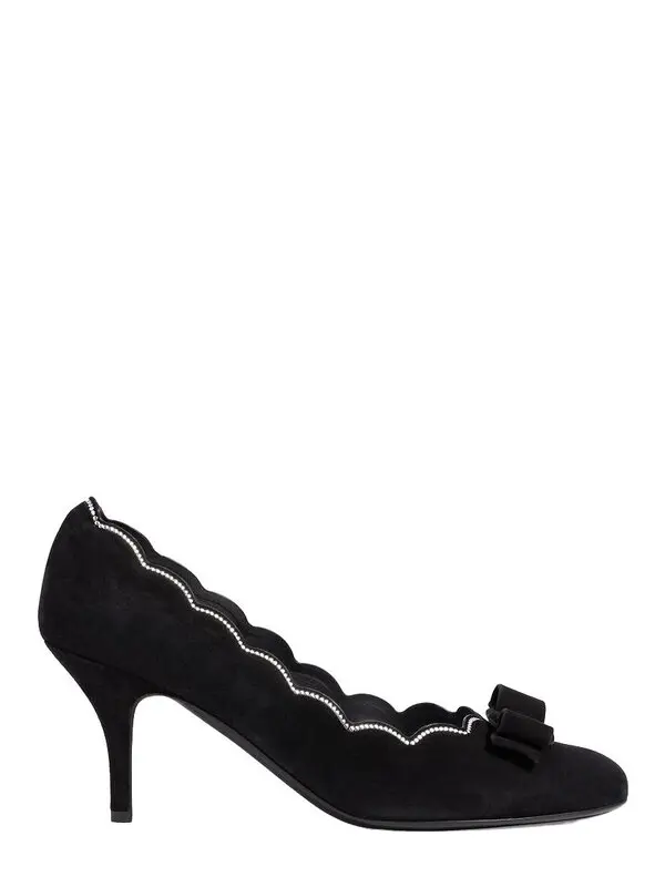 FERRAGAMO Carla Crystal-embellished Suede Pumps - Black