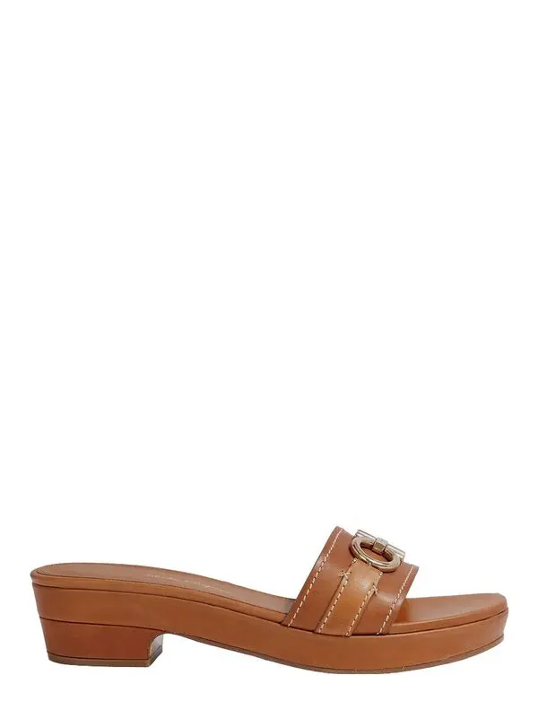 FERRAGAMO Philein Embellished Leather Mules - Tan
