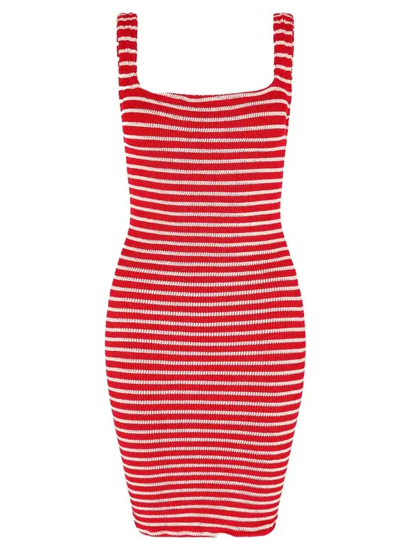 Hunza G Tank Mini Dress - Red/white Stripe