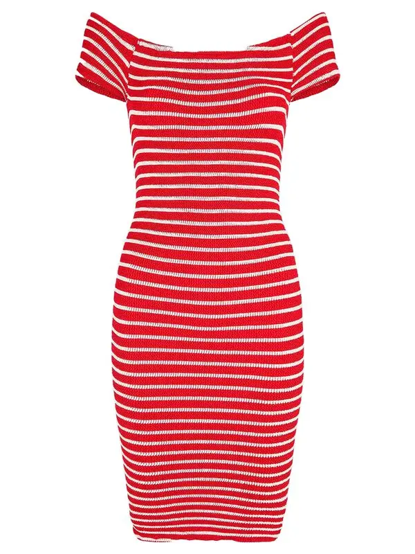 Hunza G Grace Dress - Red/white Stripe