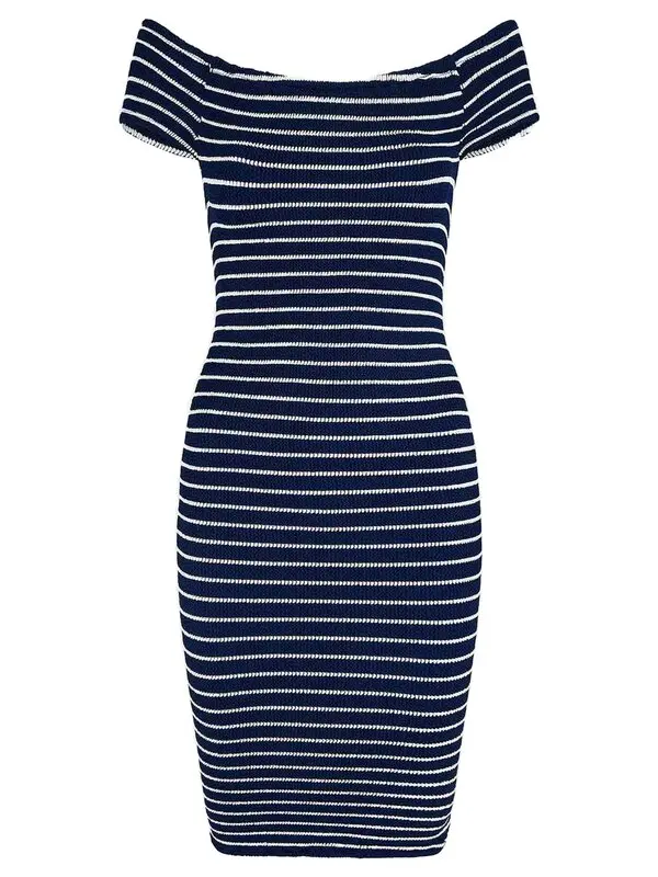 Hunza G Grace Dress - Navy/white Stripe