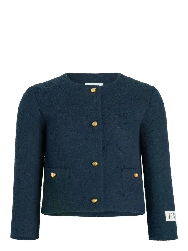 Patou Collarless Bouclé Blazer - Blue
