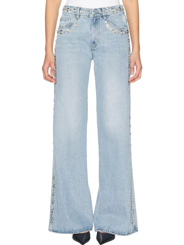 Coperni Studded Wide Leg Jeans - Blue Washed