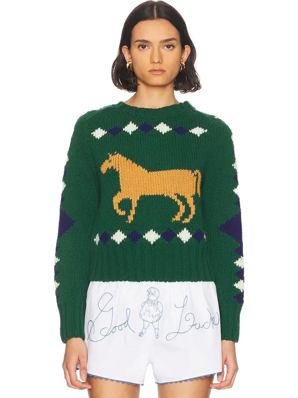 BODE Diamond Corral Sweater - Green Multi