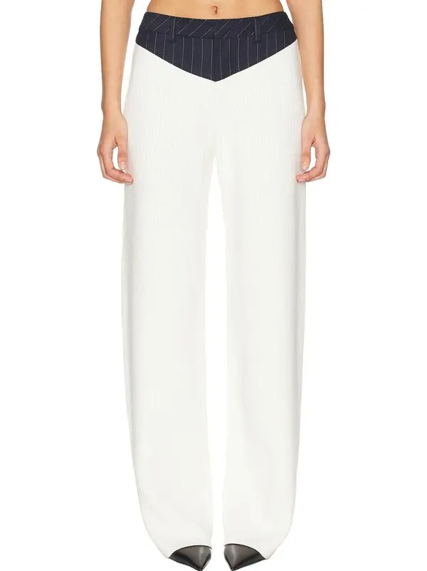 SEROYA Shanni Pant - White & Navy Pinstripe