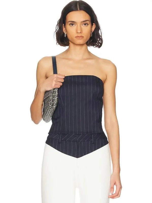 SEROYA Bridgette Bustier Top - Navy Pinstripe