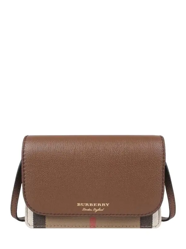 Burberry Hampshire Horse Check Canvas Derby Crossbody Bag - Tan
