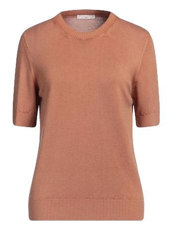 CIRCOLO 1901 Virgin Wool Short Sleeve Sweater - Tan