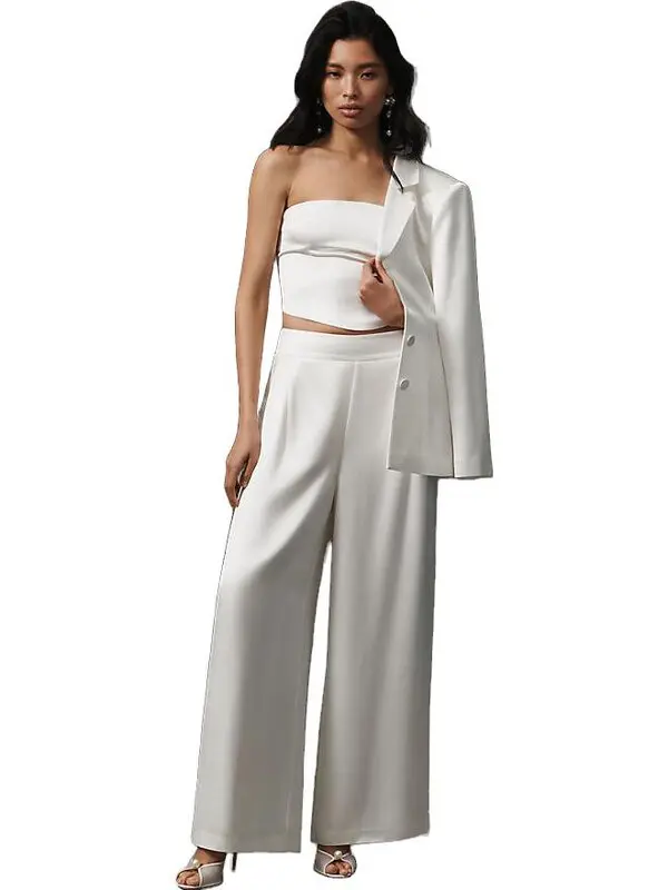MARE MARE Vienna Satin Wide-leg Trousers - Ivory