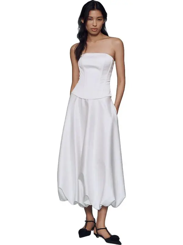 MARE MARE Satin Bubble Maxi Skirt - Ivory