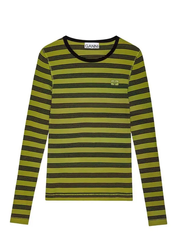 GANNI Striped T-shirt - Green