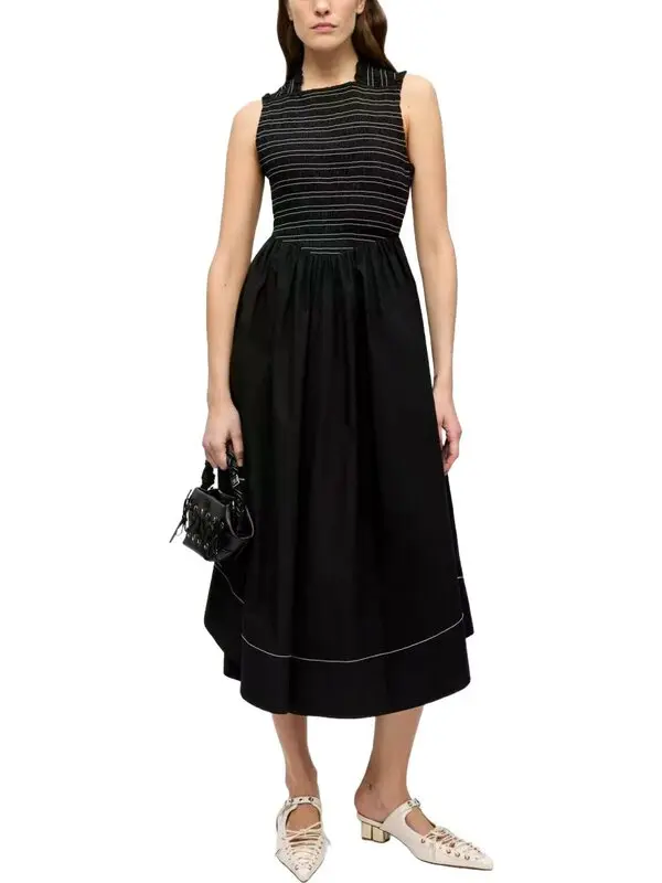 GANNI Smocked Dress - Black