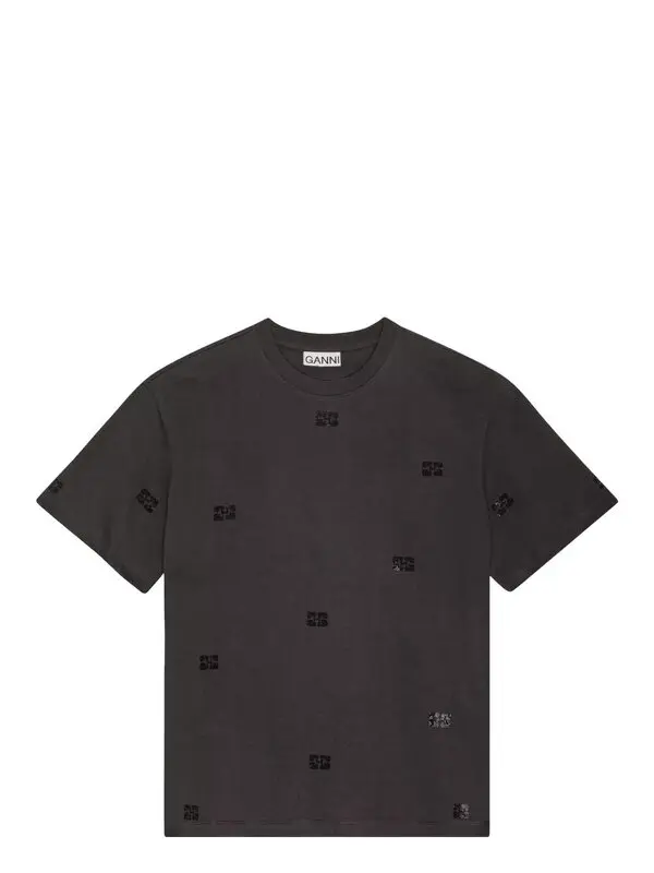 GANNI Logo-embellished T-shirt - Black
