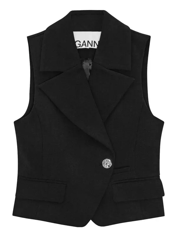 GANNI Double-breasted Cropped Waistcoat - Black