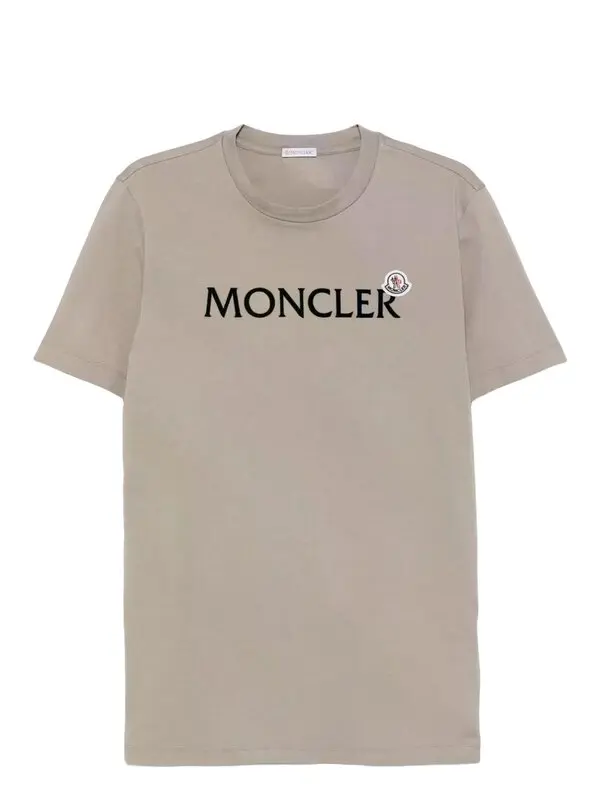 Moncler Flocked-logo Cotton T-shirt - Grey