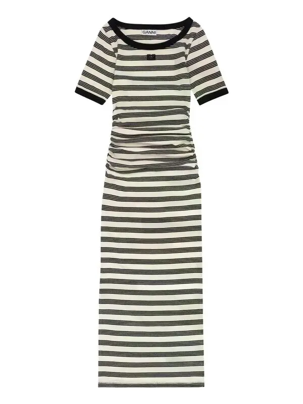 GANNI Striped T-shirt Dress - Black