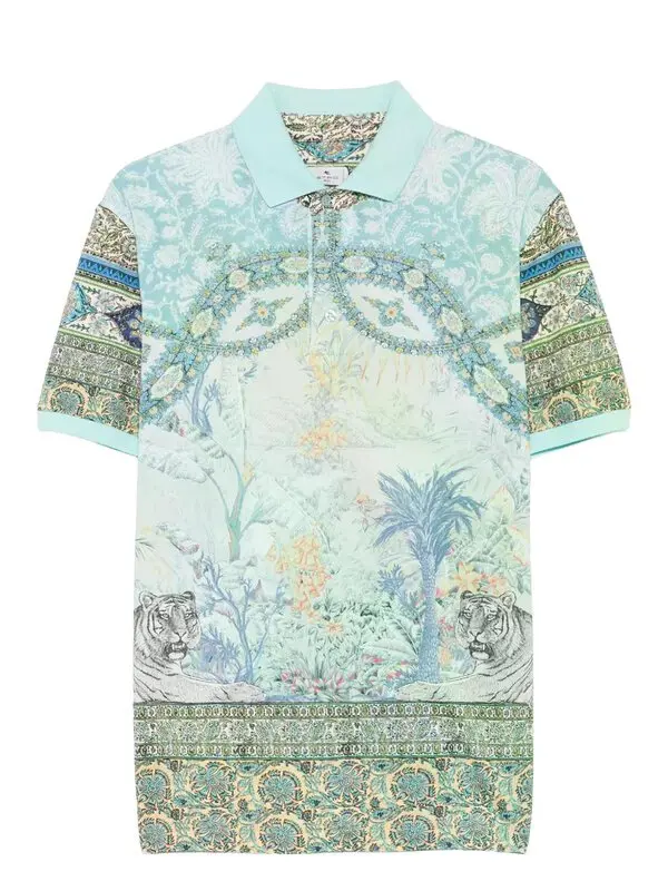 Etro Graphic-print Polo Shirt - Blue