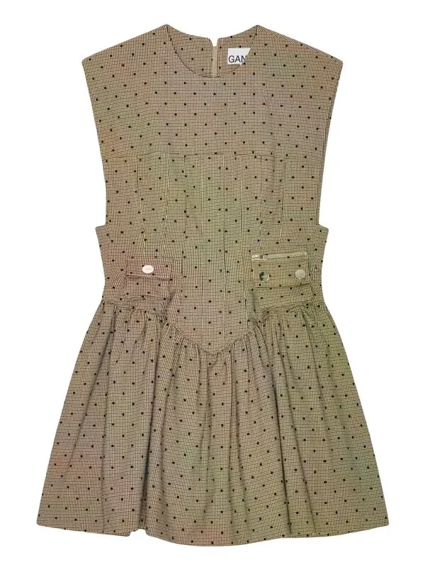 GANNI Polka Dot-print Mini Dress - Neutrals