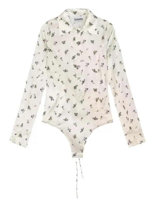 GANNI Floral-print Bodysuit - White