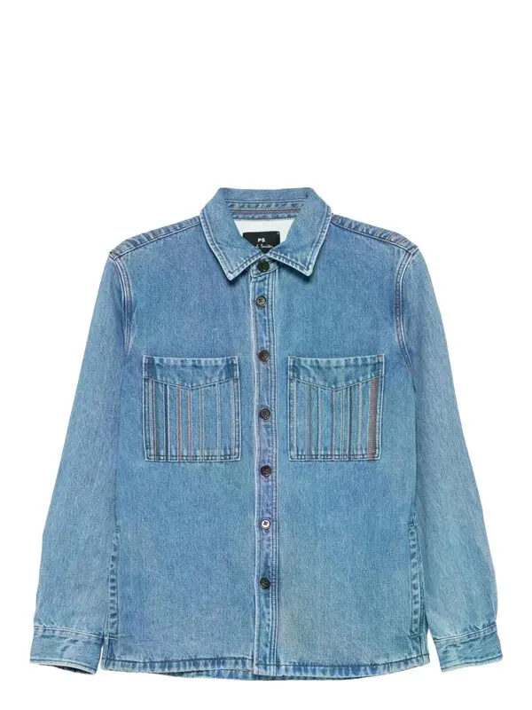 Paul Smith Stripe-embroidered Shirt Jacket - Blue